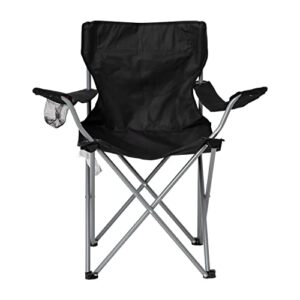 Flash Furniture Portable Folding Camping and Sports Chair with Armrest Cupholder - Portable Black Indoor/Outdoor Fishing Chair - Extra Wide Carry Bag