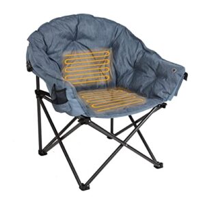 macsports heated cushion folding lounge patio club camping, picnic, outdoor activities | battery not included chair, teal