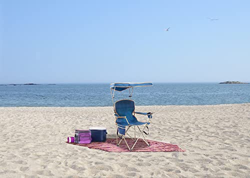 Quik Shade Full Size Shade Folding Chair, Royal Blue, 2'L x 3'W x 4.3'H (160048DS) & MAX Shade Chair, Blue