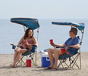 Quik Shade Full Size Shade Folding Chair, Royal Blue, 2'L x 3'W x 4.3'H (160048DS) & MAX Shade Chair, Blue