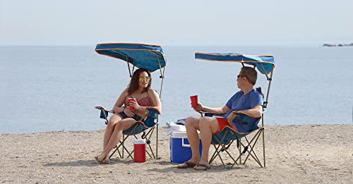 Quik Shade Full Size Shade Folding Chair, Royal Blue, 2'L x 3'W x 4.3'H (160048DS) & MAX Shade Chair, Blue