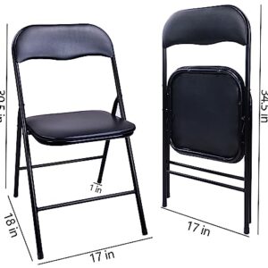 Signature Pack of 2 (Fabric/Vinyl) Steel Frame Metal Foam Padded Folding Chairs, Black