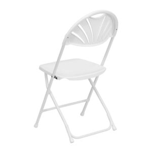 TentandTable Fan Back Heavy Duty Stackable Folding Chairs | White | 300-Pound Capacity | for Events, Banquets, Parties, and Weddings | 8 Pack