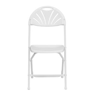 TentandTable Fan Back Heavy Duty Stackable Folding Chairs | White | 300-Pound Capacity | for Events, Banquets, Parties, and Weddings | 8 Pack