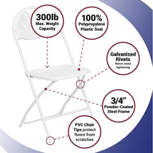 TentandTable Fan Back Heavy Duty Stackable Folding Chairs | White | 300-Pound Capacity | for Events, Banquets, Parties, and Weddings | 8 Pack