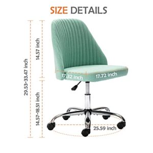 Armless Office Chair Cute Desk Chair, Modern Fabric Home Office Desk Chairs with Wheels Adjustable Swivel Task Computer Vanity Chair for Small Spaces