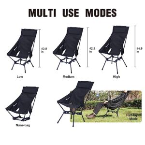 MOON LENCE Camping Chairs for Adults, Adjustable Oversize Beach Chair Lawn Chair with High Back - Large Capacity, Heavy Duty - Backpacking Chair Folding Chair for Hiking Fishing