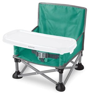 summer pop ‘n sit portable booster chair, teal & gray - booster seat for indoor/outdoor use - fast, easy and compact fold