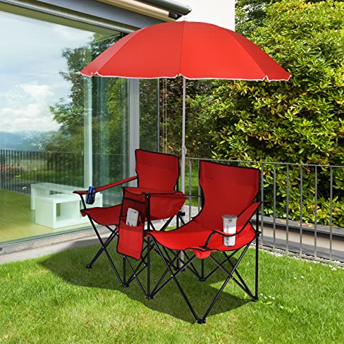 ReunionG Folding Camping Chairs, 60D x 20.5W x 35H Inch, Red