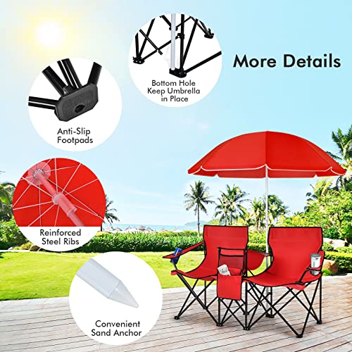 ReunionG Folding Camping Chairs, 60D x 20.5W x 35H Inch, Red