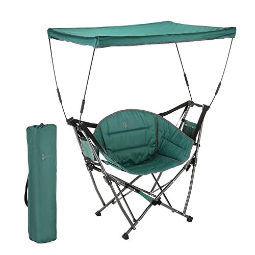 ARROWHEAD OUTDOOR Portable Folding Swinging Hammock Camping Chair, Removable Canopy, Perfect for Stargazing, Cup Holder, Storage Pouch, Carrying Bag Included, Supports up to 300lbs, USA-Based Support