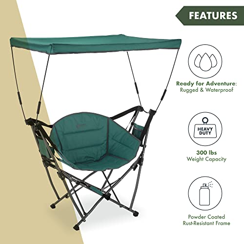 ARROWHEAD OUTDOOR Portable Folding Swinging Hammock Camping Chair, Removable Canopy, Perfect for Stargazing, Cup Holder, Storage Pouch, Carrying Bag Included, Supports up to 300lbs, USA-Based Support