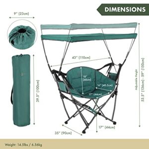 ARROWHEAD OUTDOOR Portable Folding Swinging Hammock Camping Chair, Removable Canopy, Perfect for Stargazing, Cup Holder, Storage Pouch, Carrying Bag Included, Supports up to 300lbs, USA-Based Support