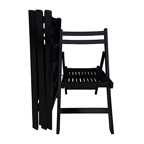 DSHADE Folding Chair Slatted Wood Folding Special Event Chair Folding Chair Foldable Style Party Chairs Set of 4 Outdoor/Indoor (Black)