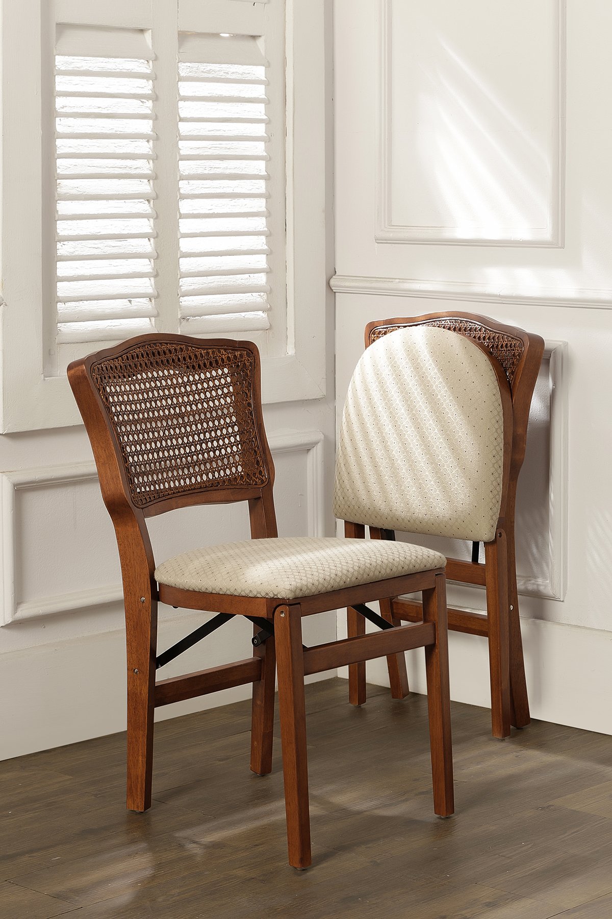 Stakmore French Cane Back Folding Chair Finish, Set of 2, Fruitwood