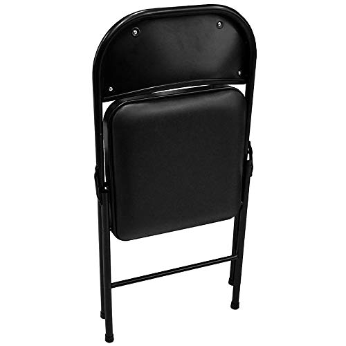 Plastic Development Group Indoor/Outdoor Metal Steel Padded Folding Fold Up Party Chair, Black (4 Pack)