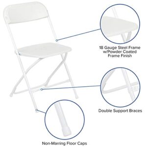 EMMA + OLIVER Set of 10 White Stackable Folding Plastic Chairs - 650 LB Weight Capacity