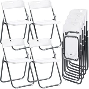 8 pack 8 pack folding plastic chair with 330lb capacity stackable folding chair portable metal foldable chair fold up event chairs for office dining wedding party supplies indoor outdoor (white)