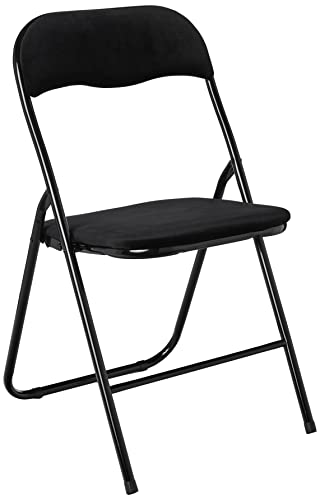 Urban Shop Velvet Folding Chair, Black