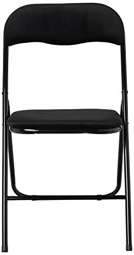 Urban Shop Velvet Folding Chair, Black