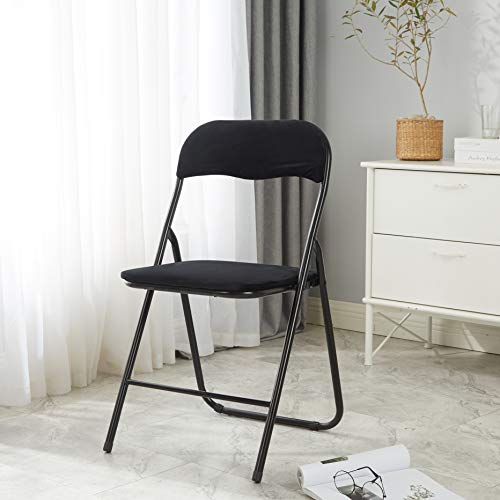 Urban Shop Velvet Folding Chair, Black