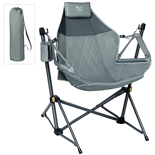 TIMBER RIDGE Hammock Camping Chair with Adjustable Backrest, Heavy Duty Folding Hammock Chair Supports 300lbs, Portable Hammock Chair for Camping, Travelling and Patio, Grey