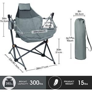 TIMBER RIDGE Hammock Camping Chair with Adjustable Backrest, Heavy Duty Folding Hammock Chair Supports 300lbs, Portable Hammock Chair for Camping, Travelling and Patio, Grey