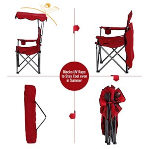 LET'S CAMP Camp Chair with Shade Canopy Folding Camping Recliner Chair with Carry Bag for Outdoor Camping Hiking Beach, Heavy Duty 350 LBS