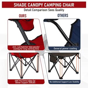 LET'S CAMP Camp Chair with Shade Canopy Folding Camping Recliner Chair with Carry Bag for Outdoor Camping Hiking Beach, Heavy Duty 350 LBS