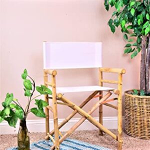 Zew Indoor Outdoor Set of 2 Folding Bamboo Director Chair, 23" L x 18" W x 35" H, Ivory