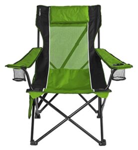 kijaro sling folding camping chair - enjoy the outdoors in this outdoor chair with a built-in cup holders and side organizer - includes a detachable pillow - ireland green