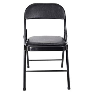 Westerly 2 Pack Black Steel Vinyl Padded Metal Folding Chair Portable Stackable for Home Office Event