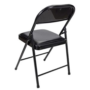 Westerly 2 Pack Black Steel Vinyl Padded Metal Folding Chair Portable Stackable for Home Office Event