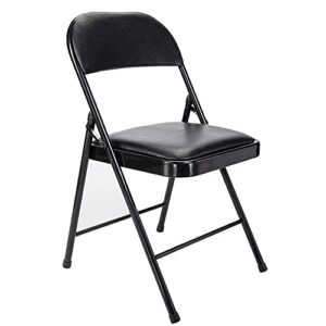 Westerly 2 Pack Black Steel Vinyl Padded Metal Folding Chair Portable Stackable for Home Office Event