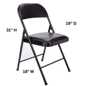 Westerly 2 Pack Black Steel Vinyl Padded Metal Folding Chair Portable Stackable for Home Office Event