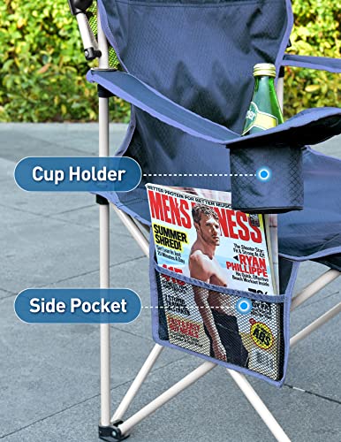 Docusvect Canopy Chair with Fan, Folding Chair with Retractable UPF 50+ Shade Canopy, Cup Holder, Side Pocket for Camping, Beach, Tailgates and Fishing - Support 330 LBS