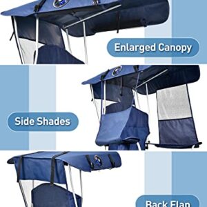 Docusvect Canopy Chair with Fan, Folding Chair with Retractable UPF 50+ Shade Canopy, Cup Holder, Side Pocket for Camping, Beach, Tailgates and Fishing - Support 330 LBS