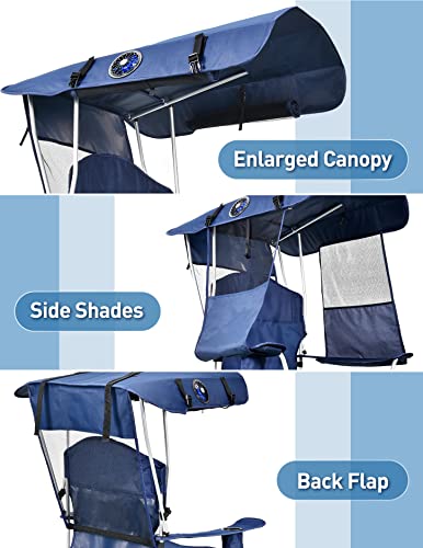 Docusvect Canopy Chair with Fan, Folding Chair with Retractable UPF 50+ Shade Canopy, Cup Holder, Side Pocket for Camping, Beach, Tailgates and Fishing - Support 330 LBS