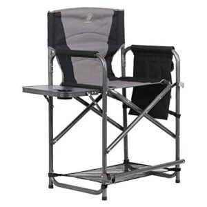 ever advanced medium tall directors chair foldable makeup artist chair bar height with side table cup holder and storage bag footrest, supports 350lbs (grey, seat height: 23.2 inches)