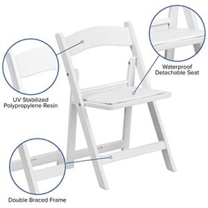 Flash Furniture HERCULES Kids White Resin Folding Chair with White Vinyl Padded Seat