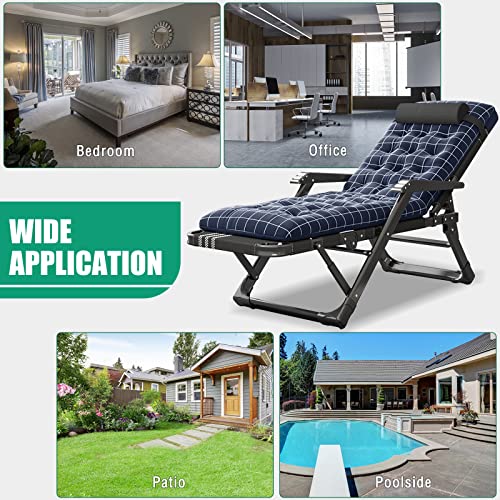 LILYPELLE Folding Outside Chaise Lounge Chair with Mattress, 5 Position Adjustable Patio Folding Lounge Chair Reclining Chairs Perfect for Outside, Sunbathing, Camping, Pool, Beach, Patio