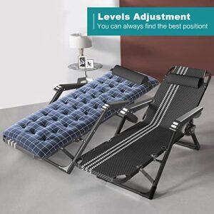 LILYPELLE Folding Outside Chaise Lounge Chair with Mattress, 5 Position Adjustable Patio Folding Lounge Chair Reclining Chairs Perfect for Outside, Sunbathing, Camping, Pool, Beach, Patio