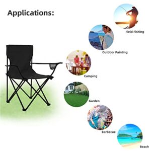 SHSYCER Folding Camping Chairs Portable - Lightweight Camping Chair with Arm Cup Holder, Light Backpacking Beach Outdoor Camping Chairs, Better for Slim People (Black)