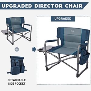 TIMBER RIDGE XXL Upgraded Oversized Directors Chairs with Foldable Side Table, Detachable Side Pocket, Heavy Duty Folding Camping Chair up to 600 Lbs Weight Capacity (Blue) Ideal Gift