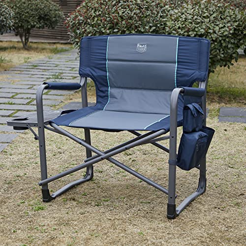 TIMBER RIDGE XXL Upgraded Oversized Directors Chairs with Foldable Side Table, Detachable Side Pocket, Heavy Duty Folding Camping Chair up to 600 Lbs Weight Capacity (Blue) Ideal Gift