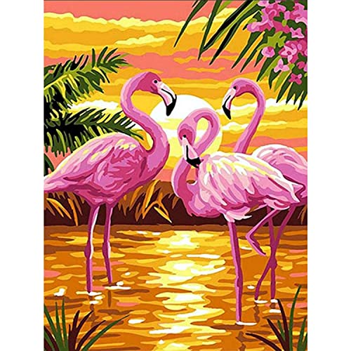 LYKEJI 5D DIY Full Drill Round Diamond Painting Kits,Flamingo Pattern for Adults and Beginner Diamond Arts Craft,Home Decoration and Room Wall Decor,Gift for Friends and Family