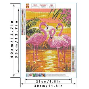 LYKEJI 5D DIY Full Drill Round Diamond Painting Kits,Flamingo Pattern for Adults and Beginner Diamond Arts Craft,Home Decoration and Room Wall Decor,Gift for Friends and Family