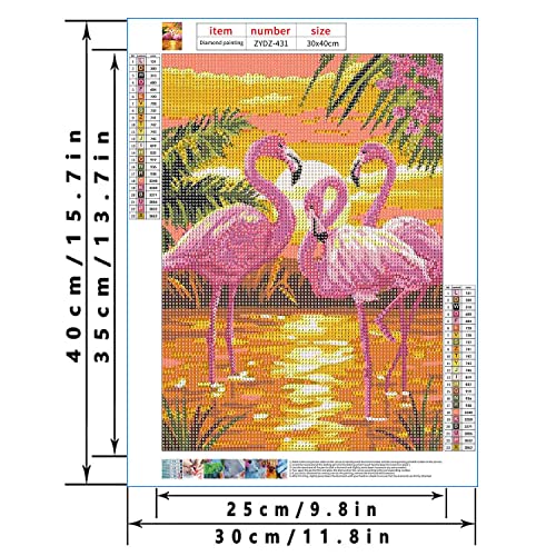 LYKEJI 5D DIY Full Drill Round Diamond Painting Kits,Flamingo Pattern for Adults and Beginner Diamond Arts Craft,Home Decoration and Room Wall Decor,Gift for Friends and Family