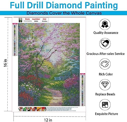 Eiazuiks Diamond Painting Kits for Adults, Landscape 5D DIY Diamond Art Kits Full Drill Diamond Dots for Gift Wall Decor and Relaxation Gem Arts 12x16 inch