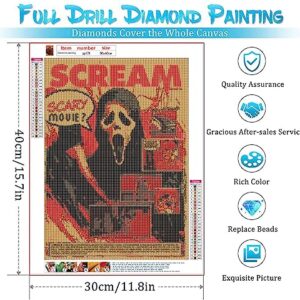 Diamond Painting Kits for Adults Halloween Diamond Art Kits for Kids Beginner DIY 5D Full Drill Crystal Rhinestone Arts and Crafts Gem Art Painting with Diamonds Dots Home Wall Decor 11.8x15.7inch